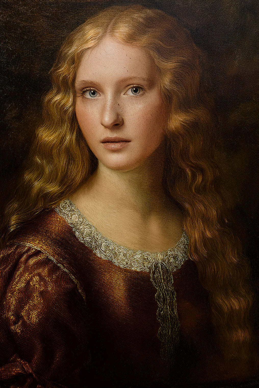 Title: Renaissance Radiance: The Golden-Haired Vision! – Artbalcao